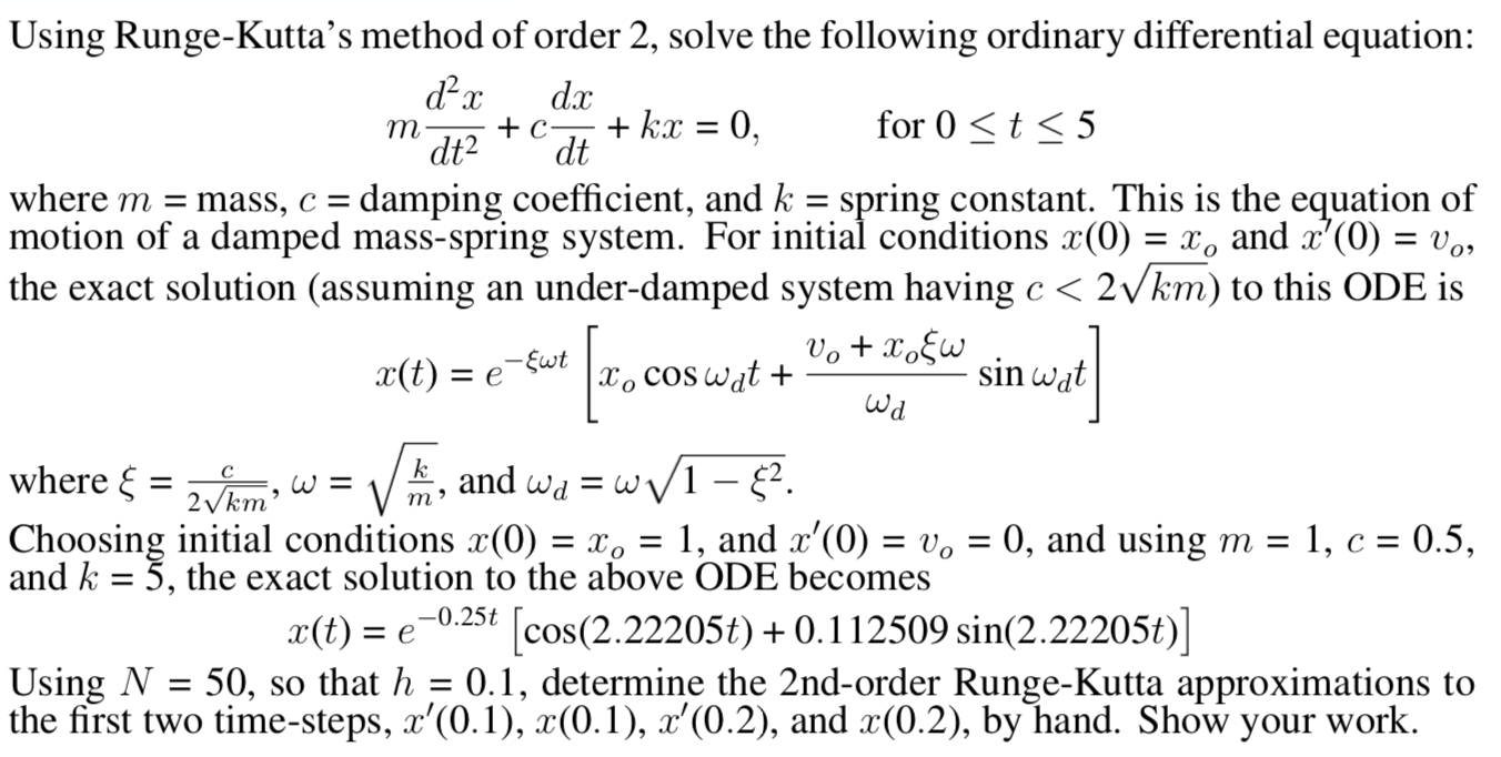 Using Runge-Kutta’s method of order 2, solve the | Chegg.com