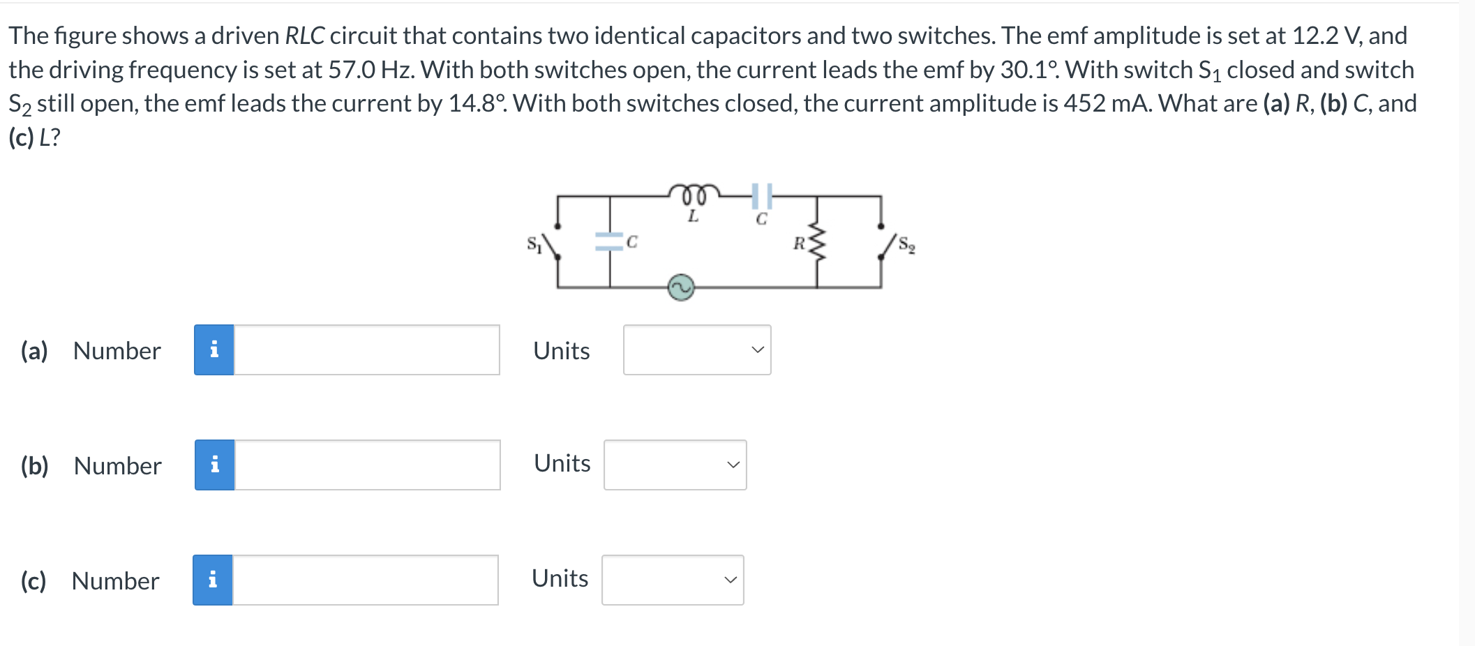 Solved The figure shows a driven RLC circuit that contains | Chegg.com