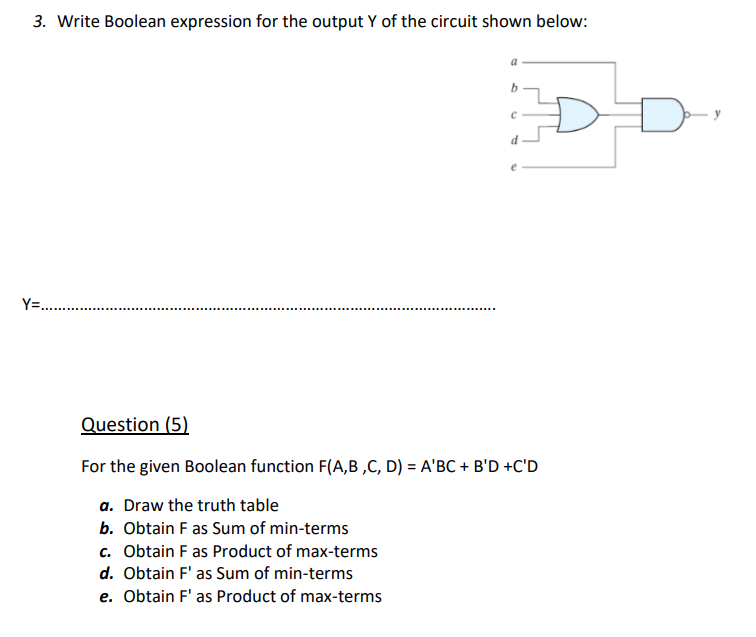 Solved 3. Write Boolean expression for the output Y of the | Chegg.com