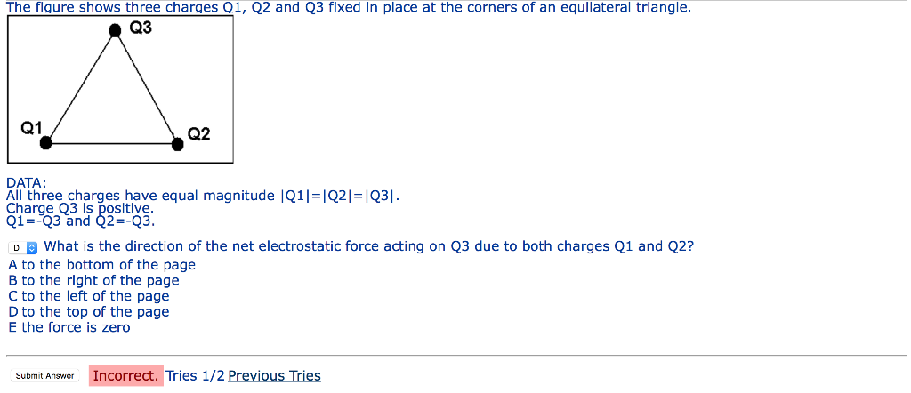 Solved The figure shows three charges Q1, Q2 and Q3 fixed in | Chegg.com