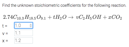 Solved Find the unknown stoichiometric coefficients for the | Chegg.com
