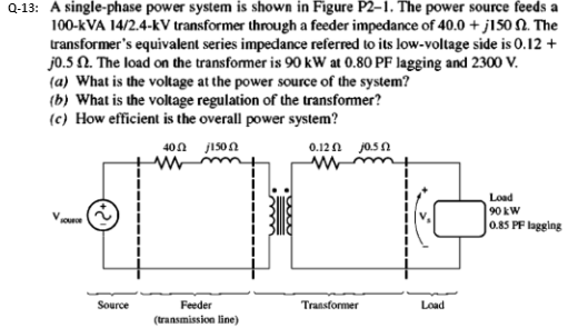 Solved -13: A single-phase power system is shown in Figure | Chegg.com
