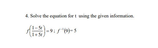 Solved 4. Solve the equation for t using the given | Chegg.com