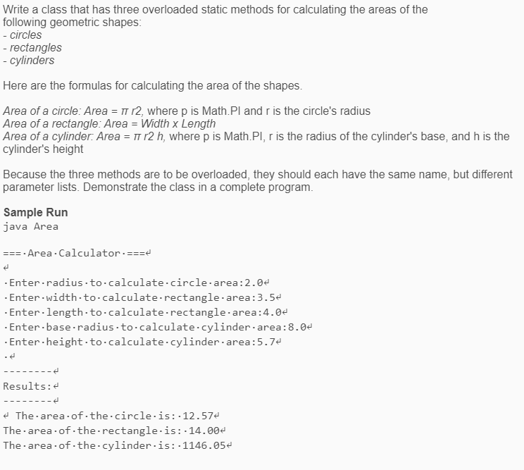 Solved Write a class that has three overloaded static | Chegg.com