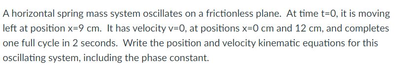 Solved A horizontal spring mass system oscillates on a | Chegg.com