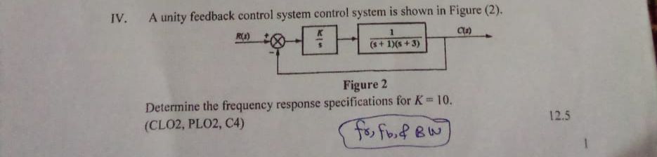Solved V. A unity feedback control svstem control system is | Chegg.com Solved V. A unity feedback control svstem control system is | Chegg.com