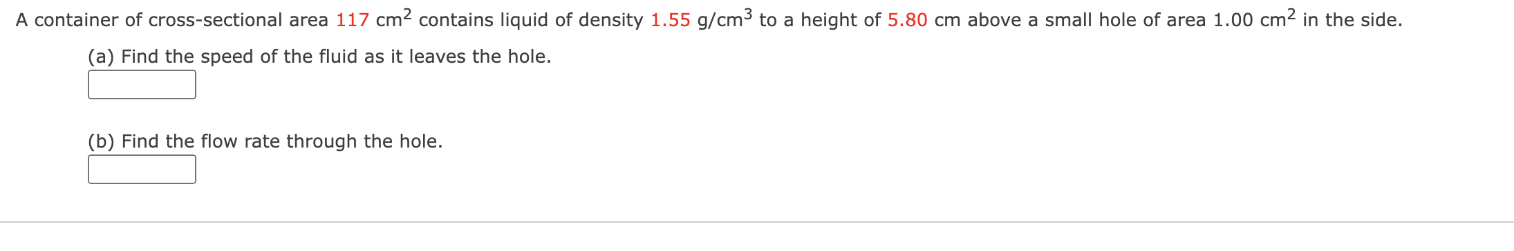 Solved A container of cross-sectional area 117 cm2 contains | Chegg.com