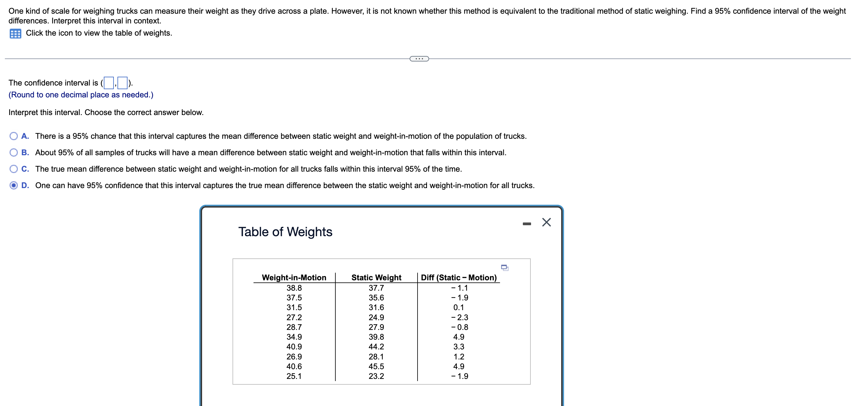 Solved differences. Interpret this interval in context.Click | Chegg.com