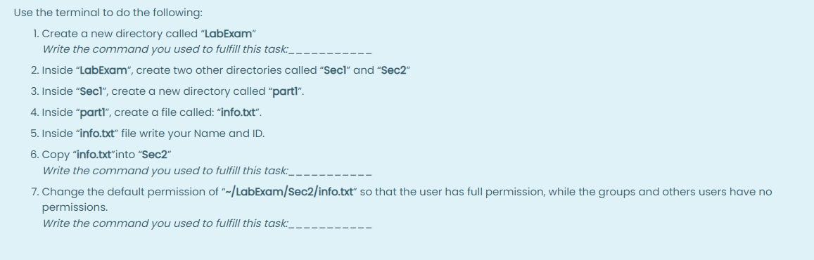 Solved Use the terminal to do the following: 1. Create a new | Chegg.com