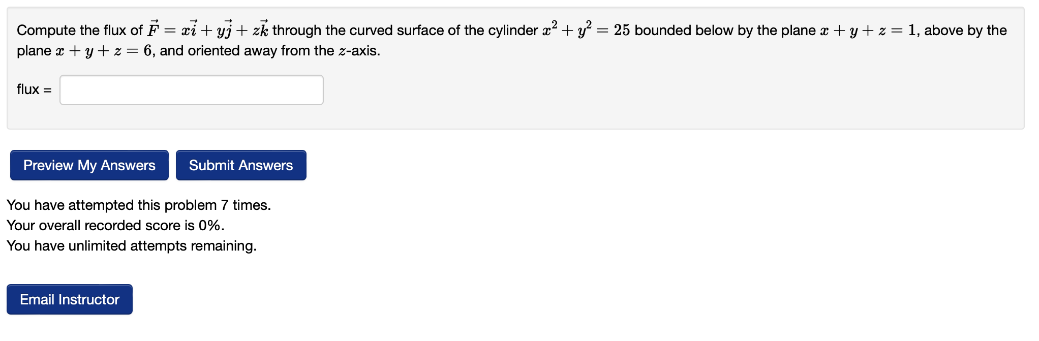 Solved Compute the flux of F=xi+yj+zk through the curved | Chegg.com