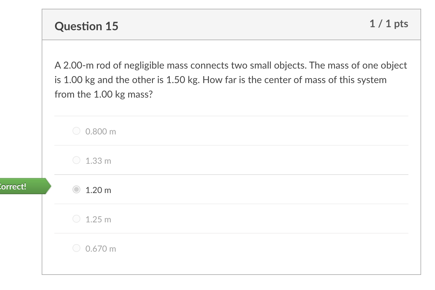 Solved A 2.00-m rod of negligible mass connects two small | Chegg.com