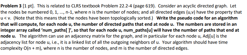Solved Problem 3 [1 pt]. This is related to CLRS textbook | Chegg.com