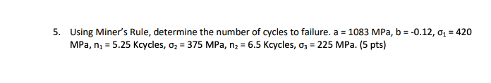 Solved 5. Using Miner's Rule, determine the number of cycles | Chegg.com