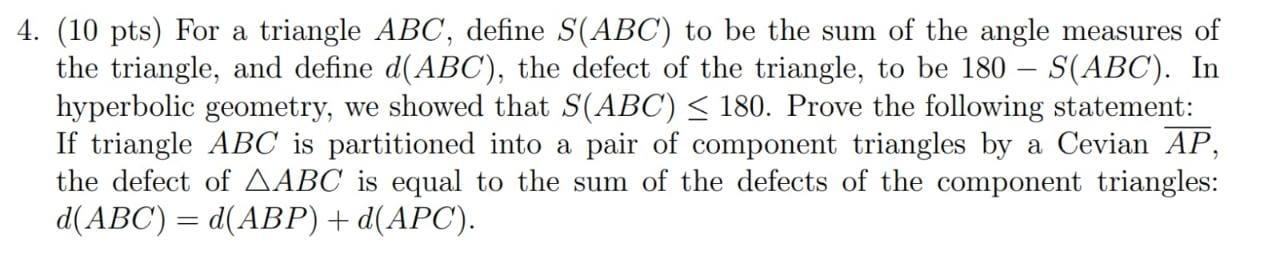Solved 4. (10 pts) For a triangle ABC, define S(ABC) to be | Chegg.com