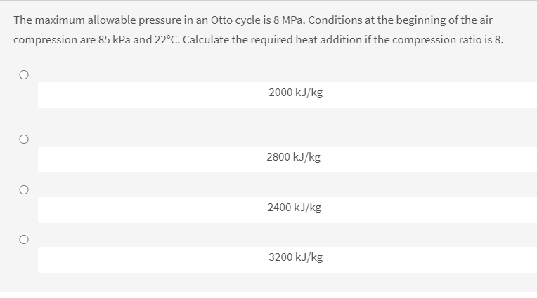 Solved The maximum allowable pressure in an Otto cycle is 8 | Chegg.com