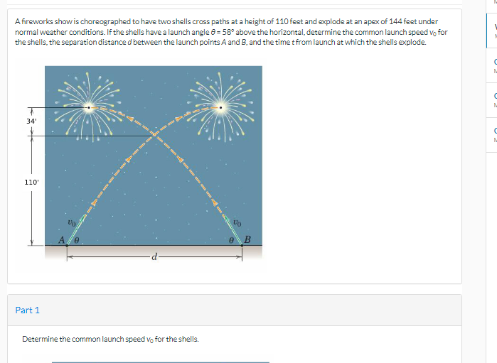 Solved A fireworks show is choreographed to have two shells | Chegg.com