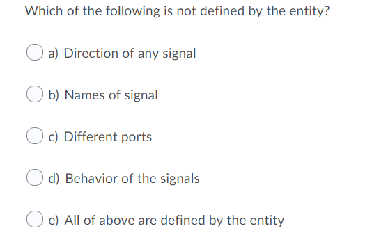 Solved Which of the following is not defined by the entity? | Chegg.com
