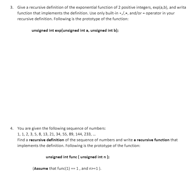 Solved 3. Give a recursive definition of the exponential | Chegg.com