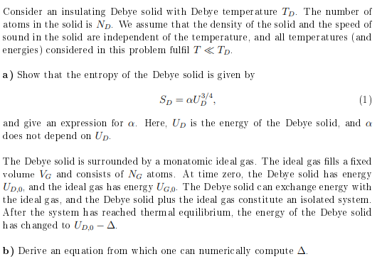 Solved Consider an insulating Debye solid with Debye | Chegg.com