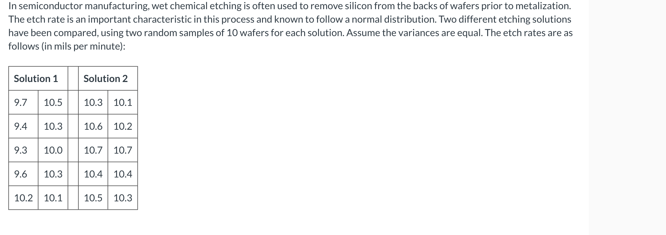 Solved n semiconductor manufacturing, wet chemical etching | Chegg.com