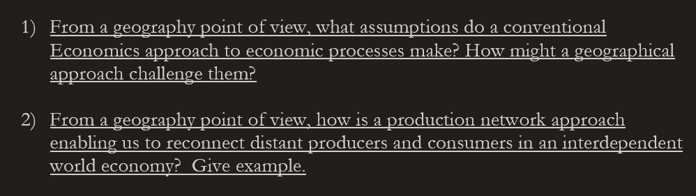 Solved 1) From a geography point of view, what assumptions | Chegg.com