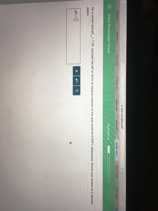 Solved For a Initial Knowledge Check Question 6 For a | Chegg.com