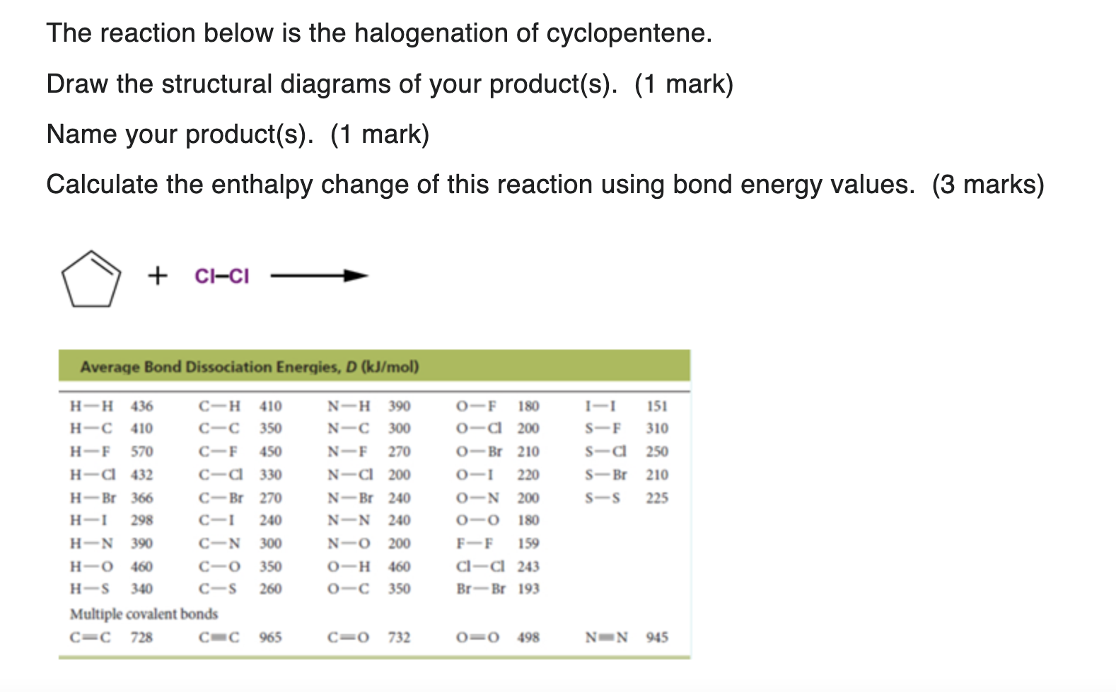 Solved The reaction below is the halogenation of | Chegg.com