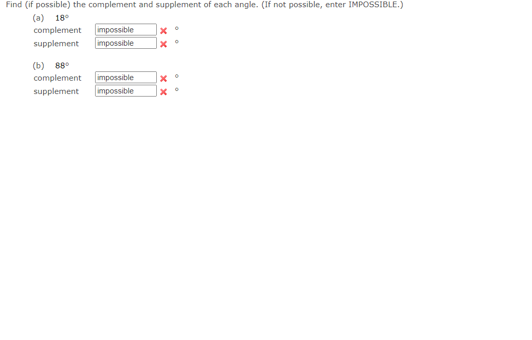 Solved Find (if possible) the complement and supplement of | Chegg.com