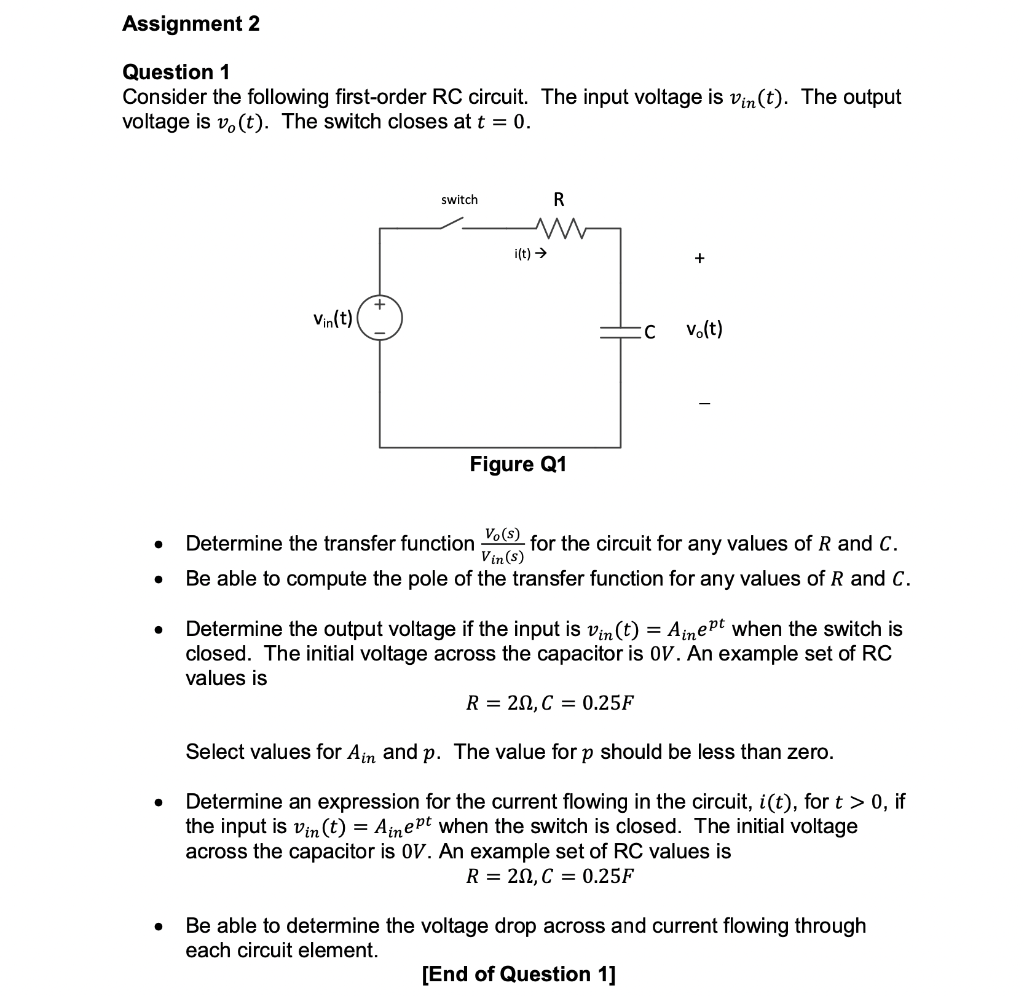 Solved Question 1 Consider The Following First Order Rc