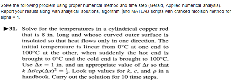 Solved Solve the following problem using proper numerical | Chegg.com