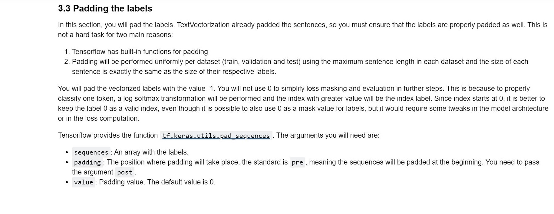 Solved 3.3 ﻿Padding the labelsIn this section, you will pad | Chegg.com