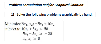 Solved Problem Formulation and/or Graphical Solution: 1) | Chegg.com