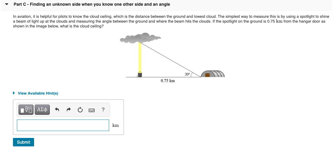 Solved Part C - Finding an unknown side when you know one | Chegg.com