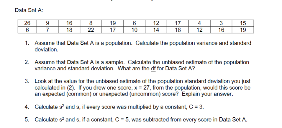 Solved Data Set A: [ 1. Assume that Data Set A is a | Chegg.com