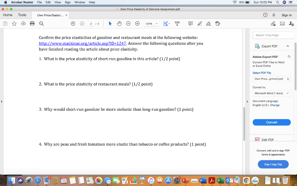 Solved Acrobat Reader File Edit View Sign Window Help 85% | Chegg.com