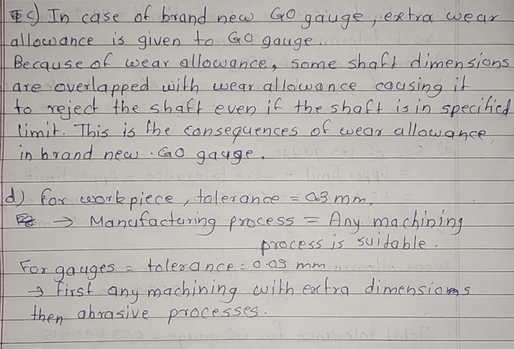 d) In case of brand new Gogauge, extra wear allowance | Chegg.com