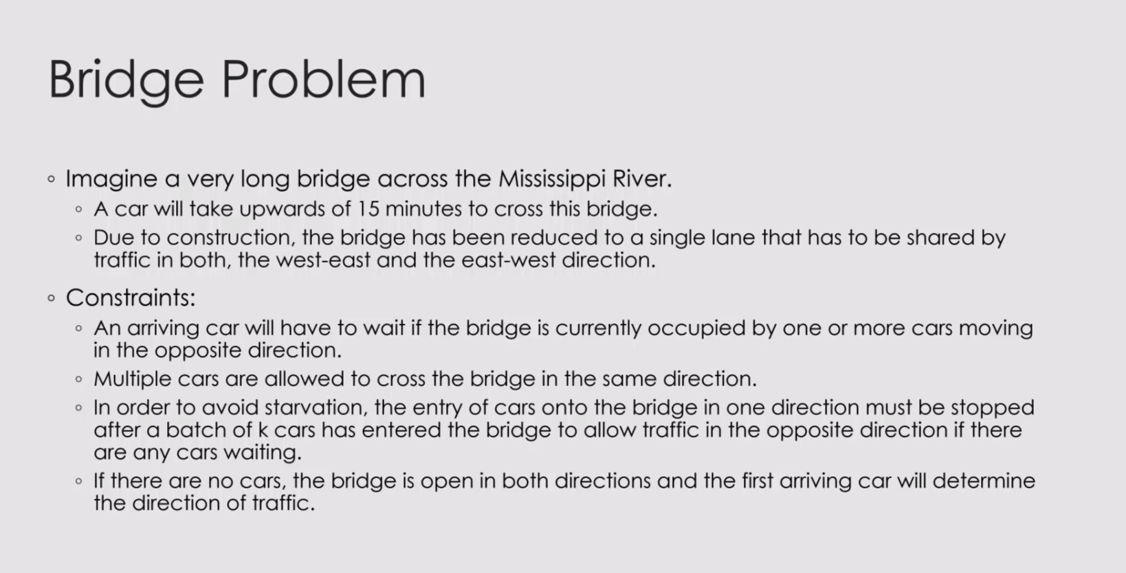 Solved Bridge Problem o Imagine a very long bridge across | Chegg.com