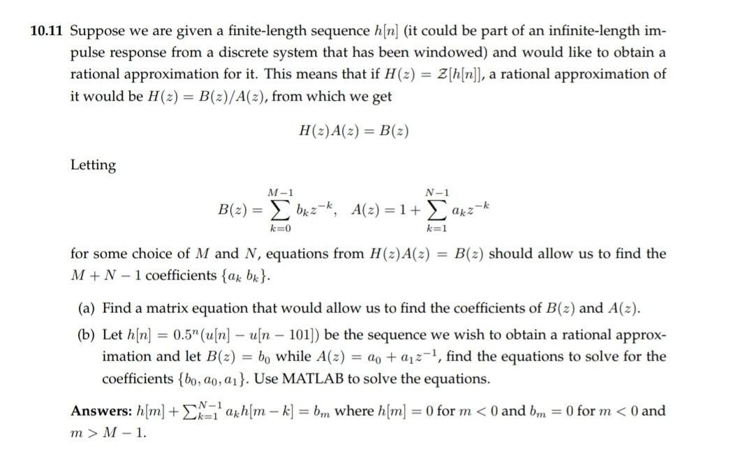 Solved 10.11 Suppose we are given a finite-length sequence | Chegg.com