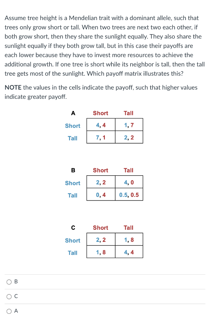 Solved Assume tree height is a Mendelian trait with a | Chegg.com