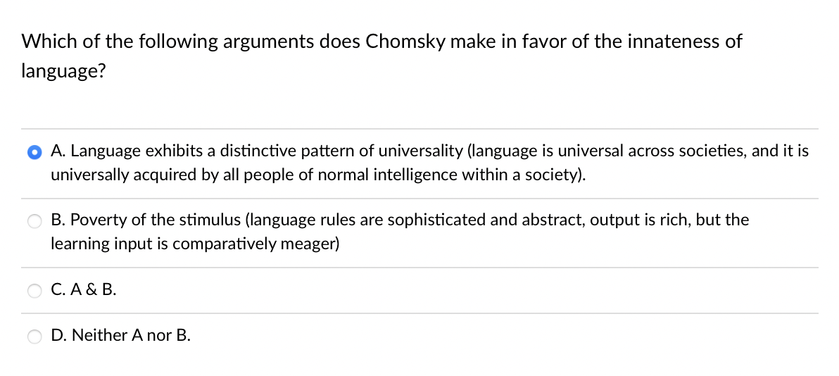 Solved Which of the following arguments does Chomsky make in | Chegg.com