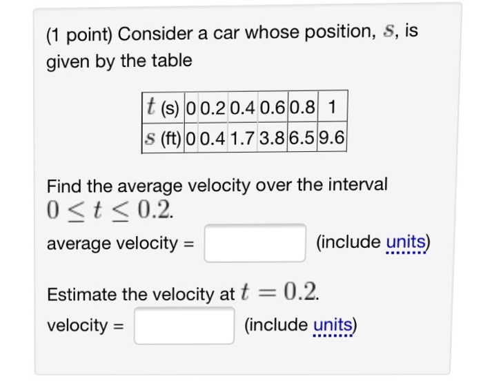 Solved Consider a car whose position, s, is given by the | Chegg.com