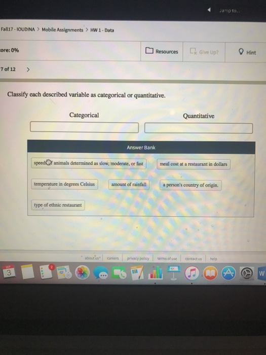 Solved Classify Each Described Variable As Categorical Or 