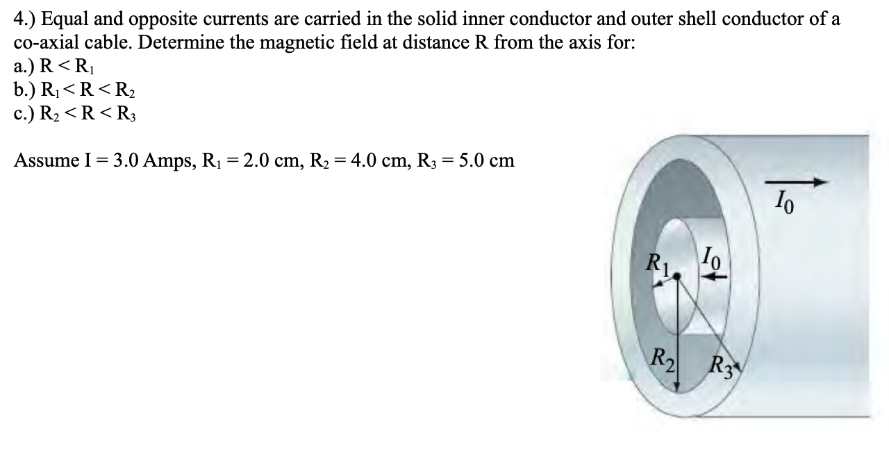 Solved 4.) ﻿Equal and opposite currents are carried in the | Chegg.com