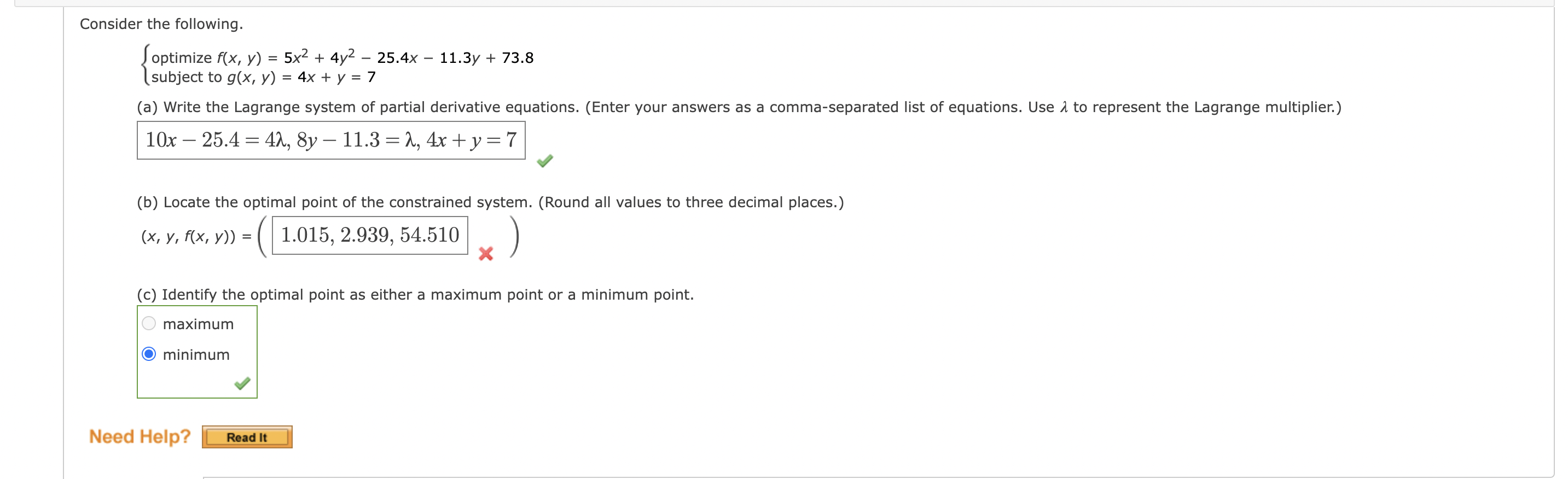 Solved onsider the following. { optimize | Chegg.com
