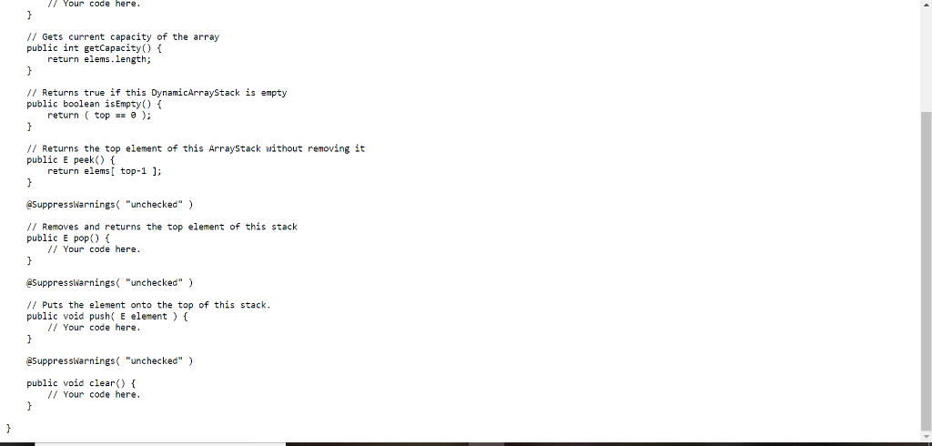 Solved 1.3 Create a new class DynamicArrayStack Modify the | Chegg.com
