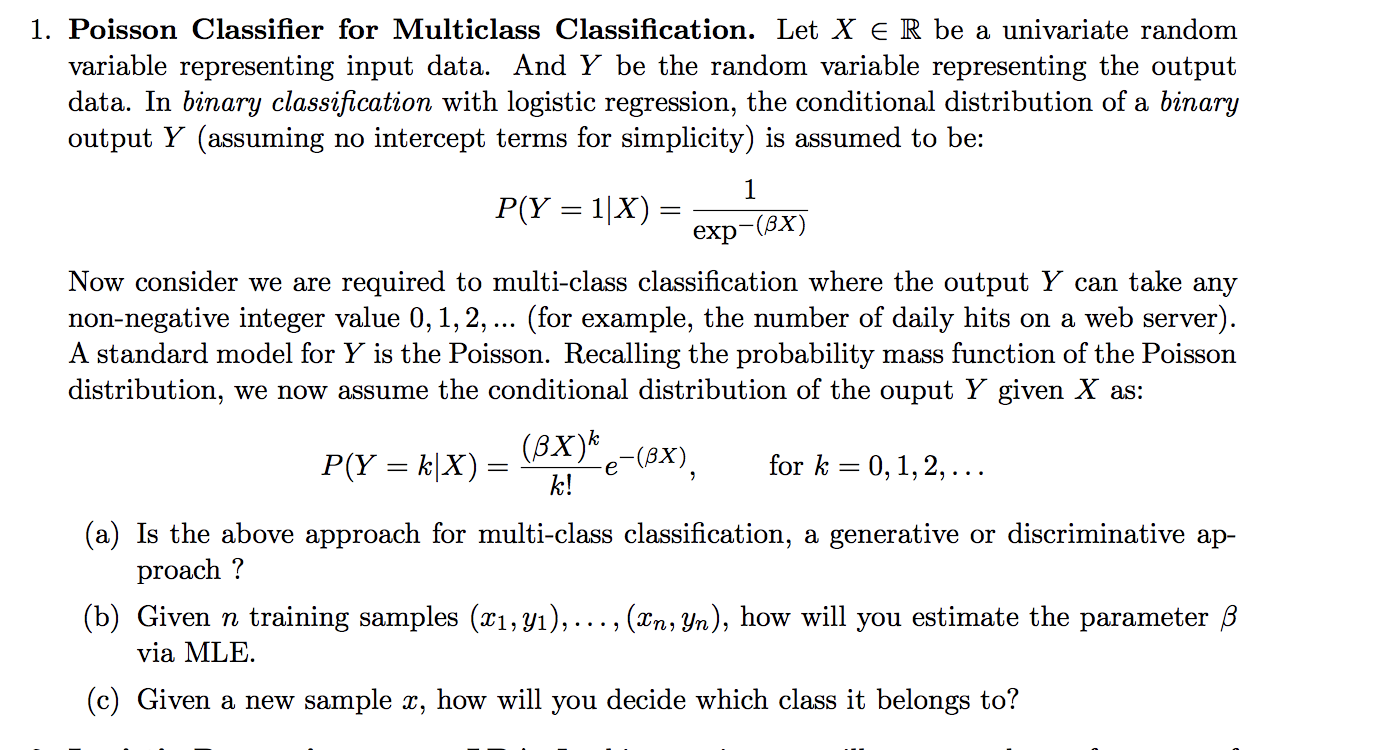 1. Poisson Classifier for Multiclass Classification. | Chegg.com