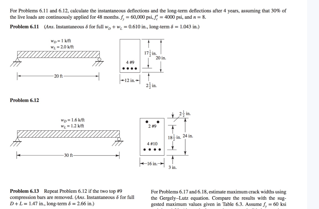 Solved For Problems 6.11 and 6.12, calculate the | Chegg.com