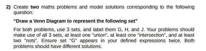 Solved 2) Create two maths problems and model solutions | Chegg.com