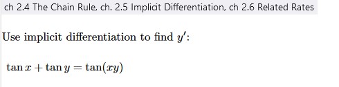 Solved ch 2.4 The Chain Rule, ch. 2.5 Implicit | Chegg.com