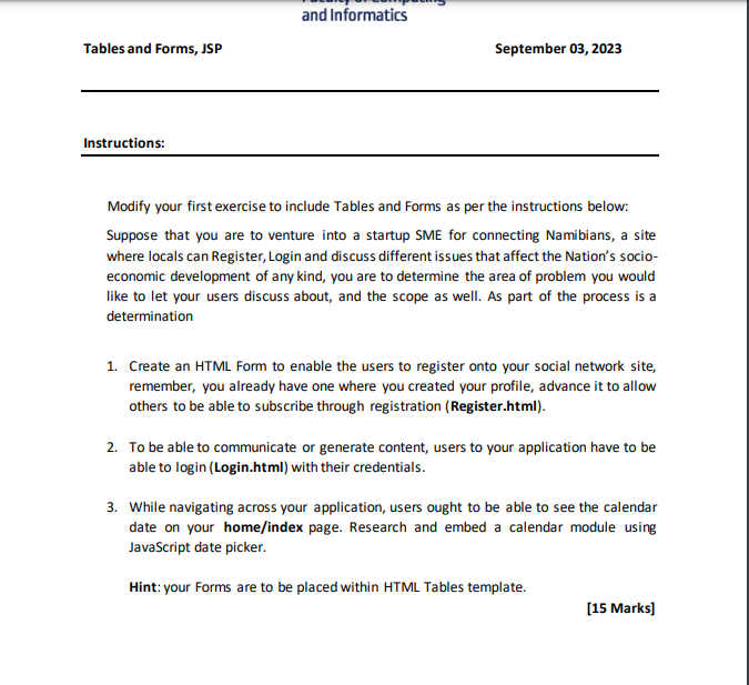 Solved Modify your first exercise to include Tables and | Chegg.com